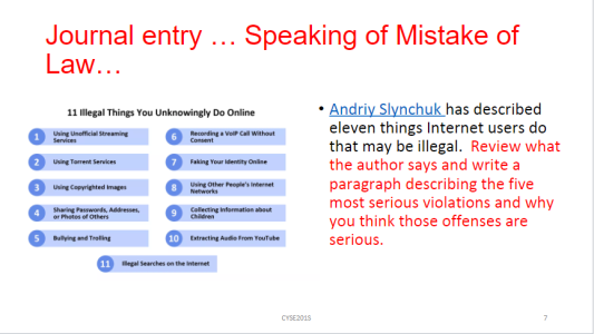 CYSE201S Journal Entry (14) Speaking of Mistake of Law | Madelene McFarlane