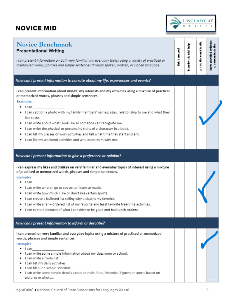 Can-Do Statement | Spanish Portfolio