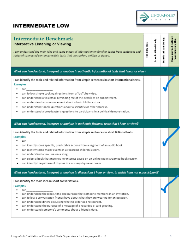 Can-Do Statement | Spanish Portfolio