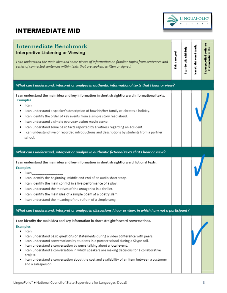 Can-Do Statement | Spanish Portfolio