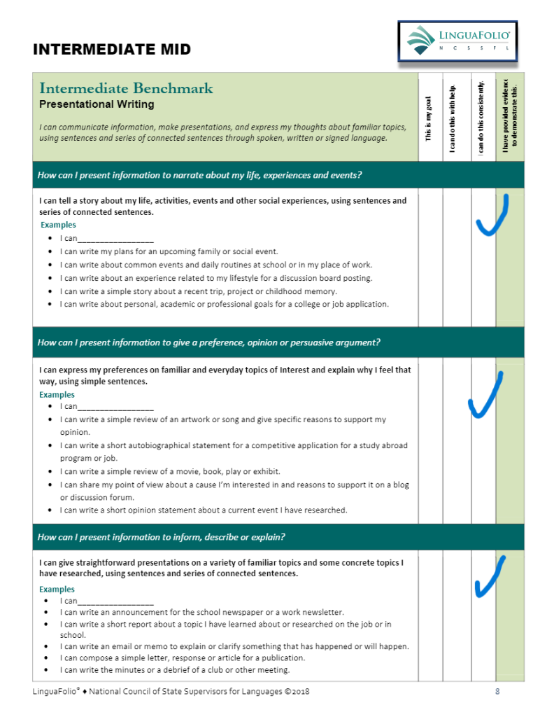 Can-Do Statement | Spanish Portfolio